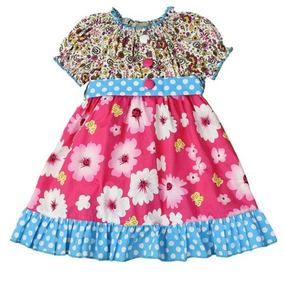 Lele Vintage | Dresses | Lele Vintage Toddler Girls Floral Mix Ruffle ...